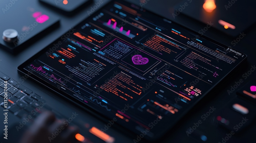 Holographic AI enhanced medical monitoring system with a futuristic ...