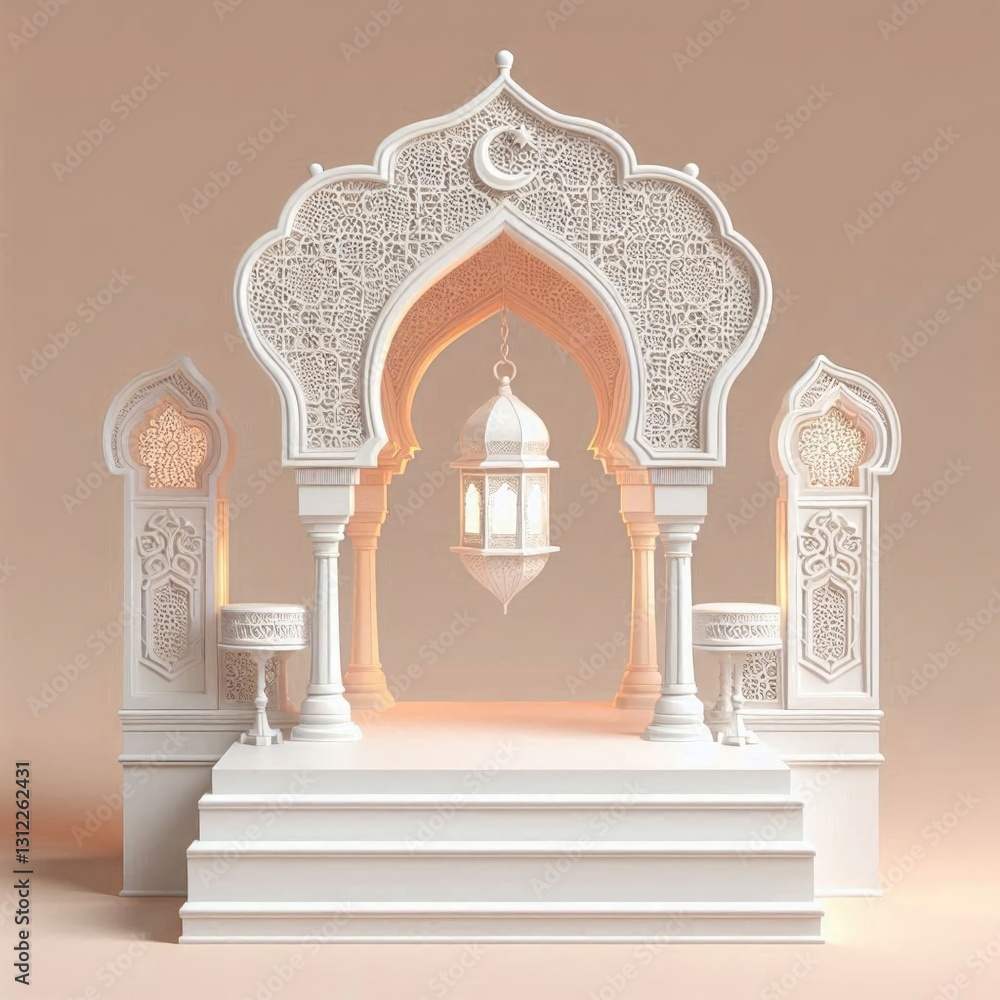 Stockfotot "Elegant Islamic Architecture – White Mosque Arch with ...