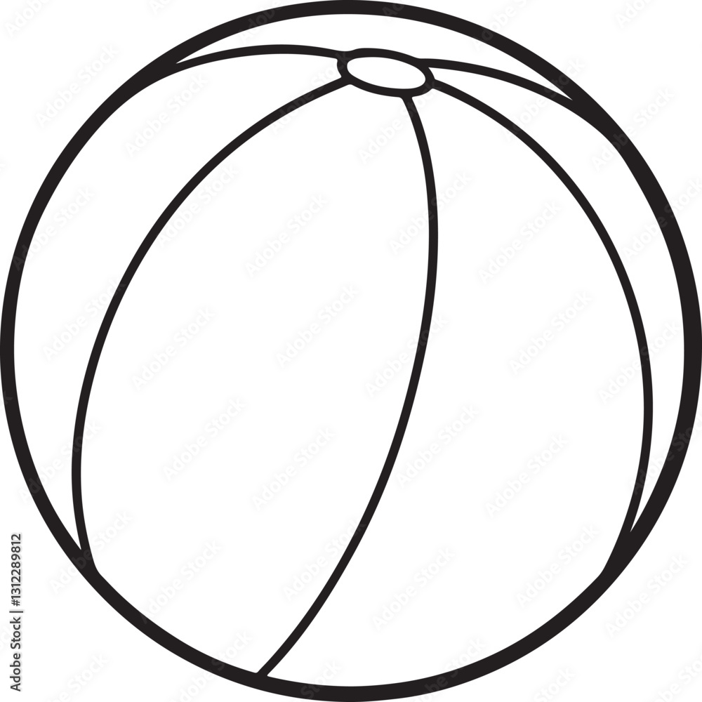 beach ball line art, black outline, vector and illustration, coloring ...