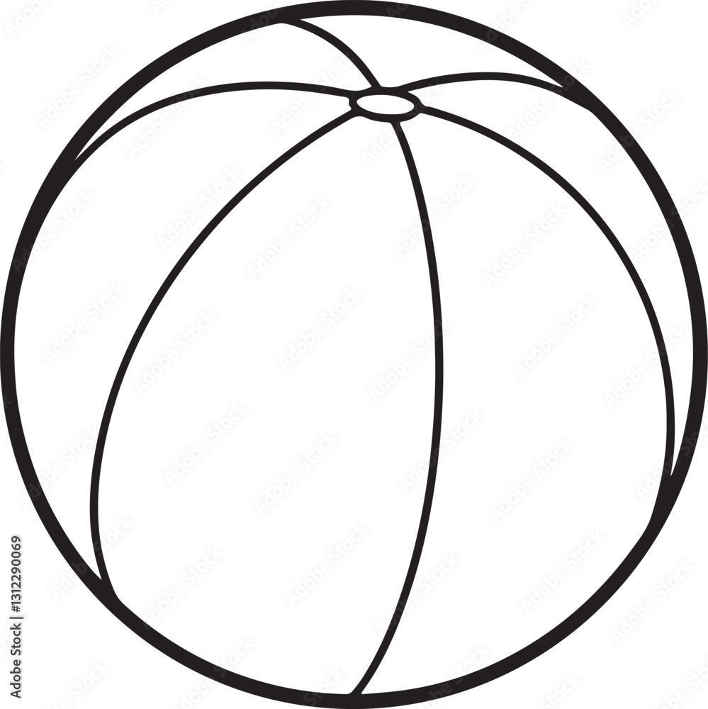 beach ball line art, black outline, vector and illustration, coloring ...