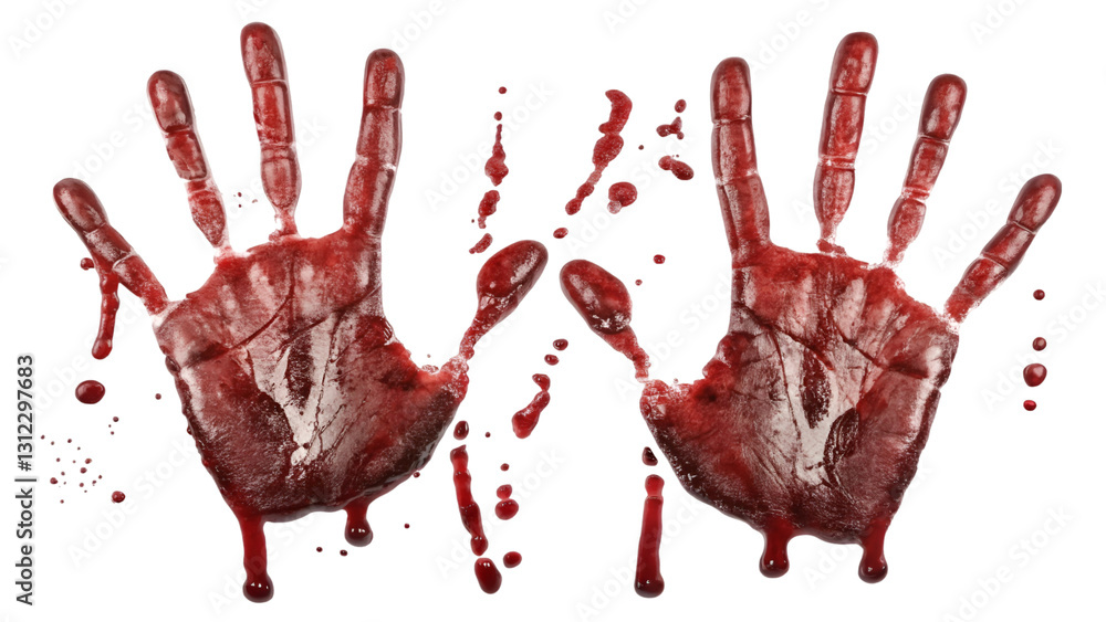 handprint Horror blood fingerprints symbolizing crime isolated ...