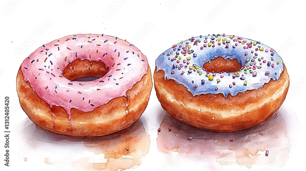 donut with sprinkles clipart digital watercolor clipart detailed ...