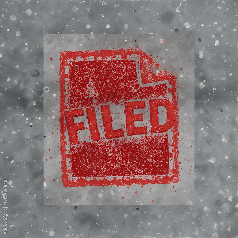 Filed red rubber stamp isolated on transparent background with ...