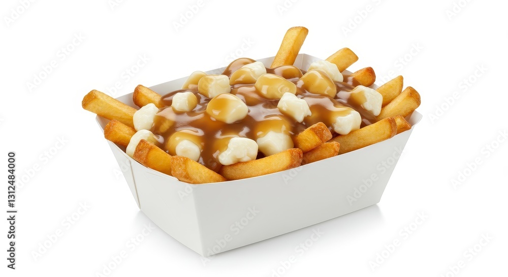 Delicious Poutine in a White Carton - A mouthwatering serving of ...
