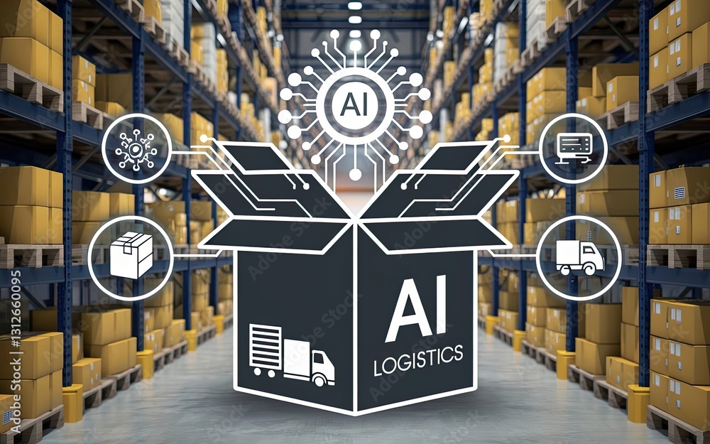 AI-Powered Logistics: An AI-labeled box symbolizes the future of ...