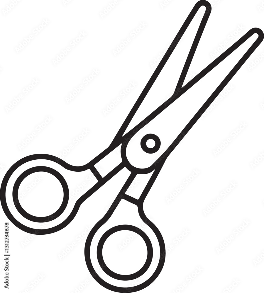scissors line art, black outline, vector and illustration, coloring ...