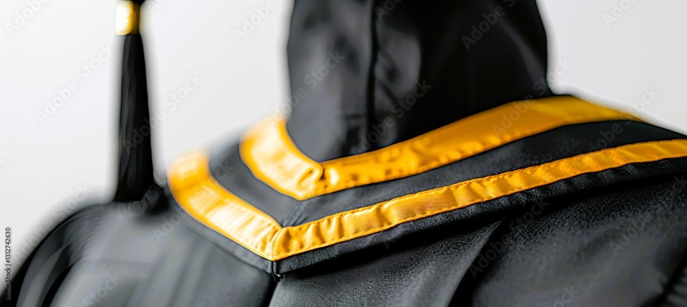 Minimal monochrome detail graduation gown mockup with simple lines and ...