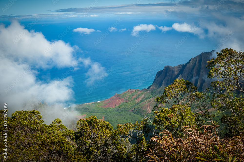 At almost 4,000 feet high, this lookout point in Kokee State Park ...
