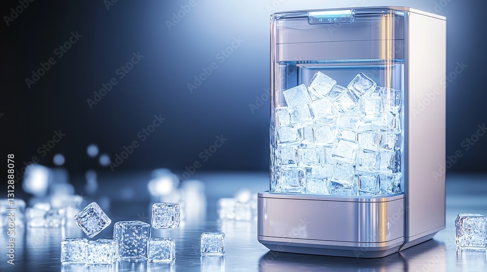 Stylish ice maker in augmented reality, detailed options for ice sizes ...