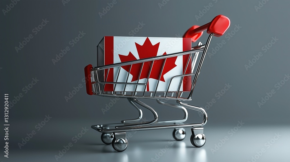 Miniature Shopping Cart with a Canadian Flag Box, Concept for E ...