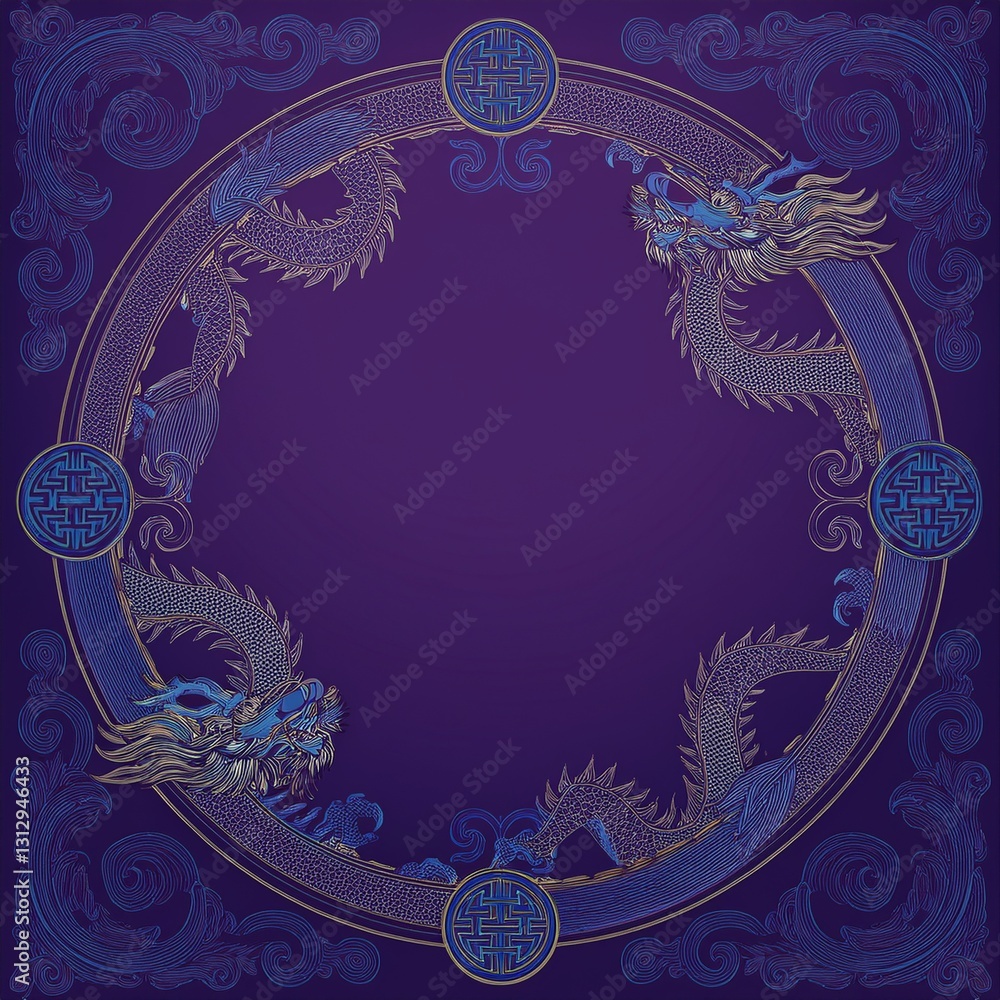 creative beautiful border frame of ancient chinese dragon pattern ...