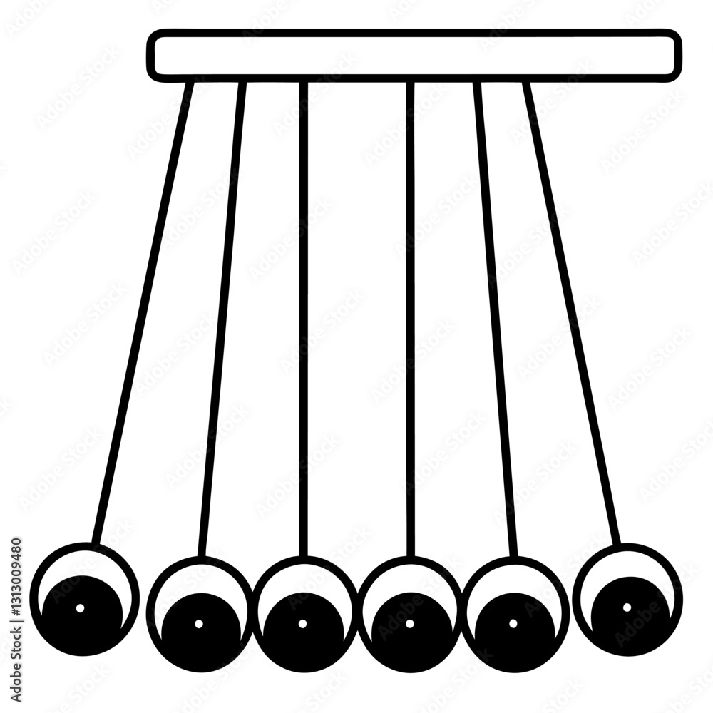 Newton’s Cradle Line Drawing Vector | Minimalist Clipart & Cartoon ...