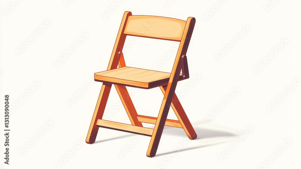 38.A vector image of a small wooden chair with a child-friendly cartoon ...