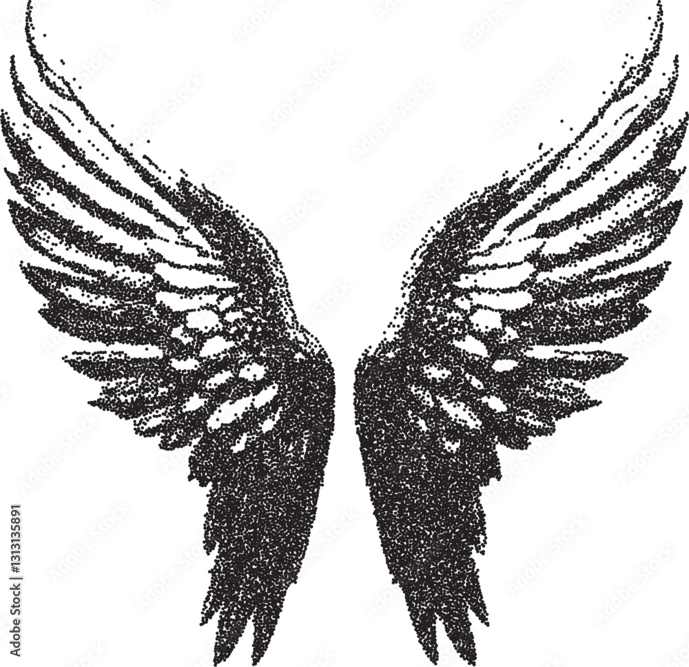 Angel vintage y2k stipple art, wings halftone stipple brutalist retro ...