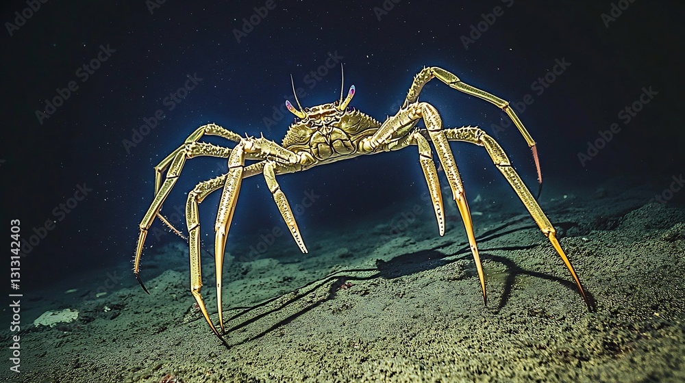 Mesmerizing Japanese Spider Crab walking along the ocean floor its long ...