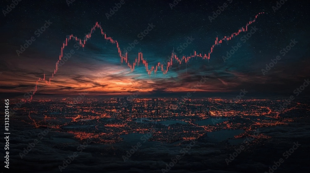 Global trading system displayed on a realistic world map with real-time ...