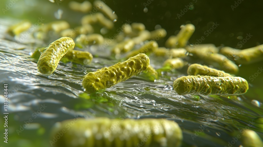 Hyper-detailed 3D model of Helicobacter pylori bacteria swarming within ...