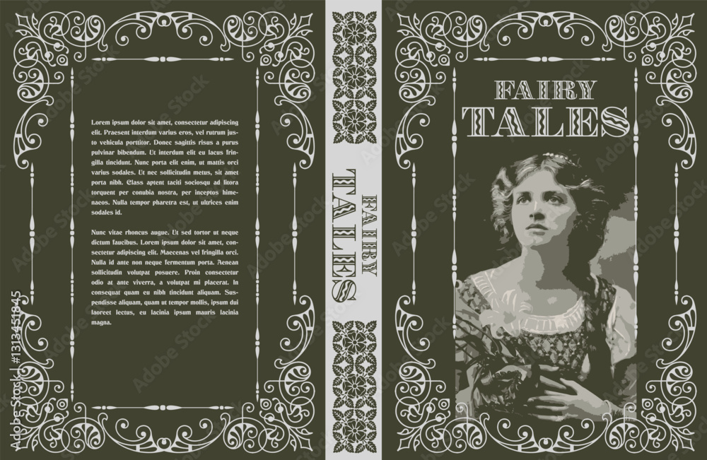 006-16-Vintage fairy tales book cover design with princess portrait ...