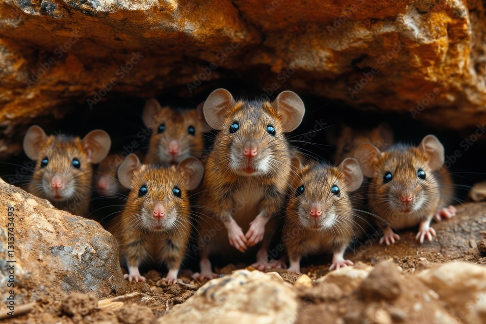 Large Group of Inquisitive Rats Peering From a Dark Enclosure Stock ...