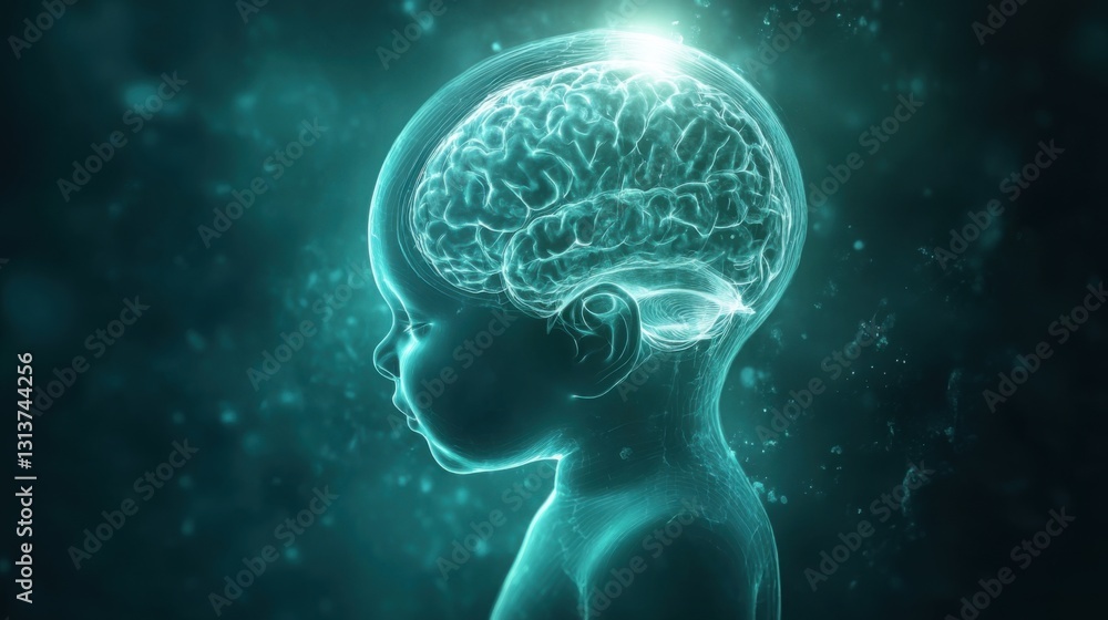 baby brain development infant neurology child neuroscience pedia Stock ...