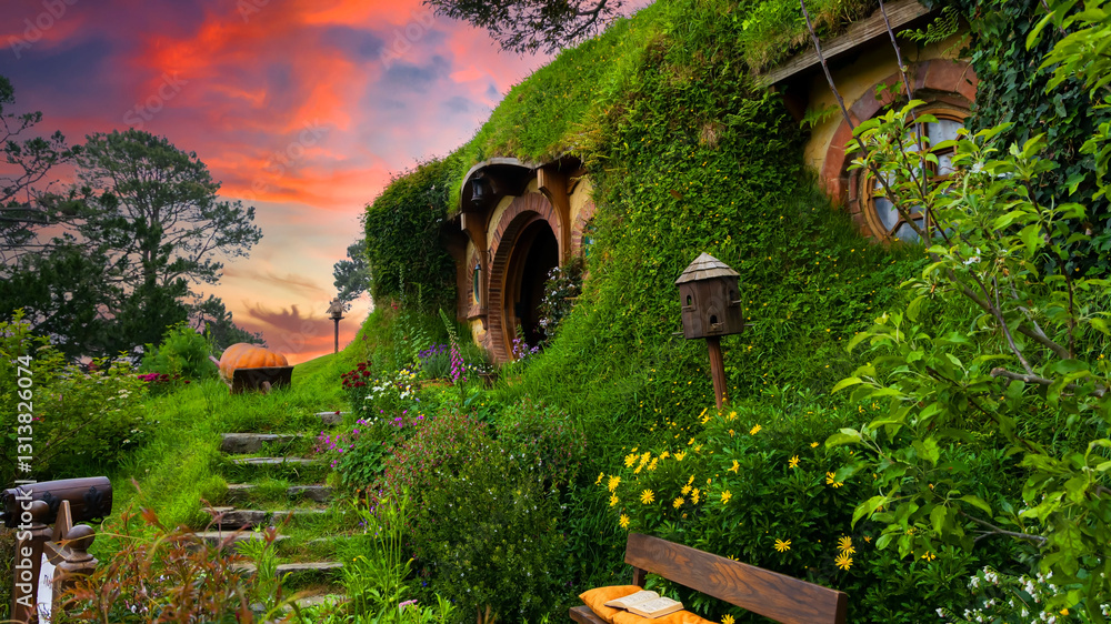 MATAMATA- NEW ZEALAND -NOVEMBER -2- 2022: Hobbiton - movie set created ...