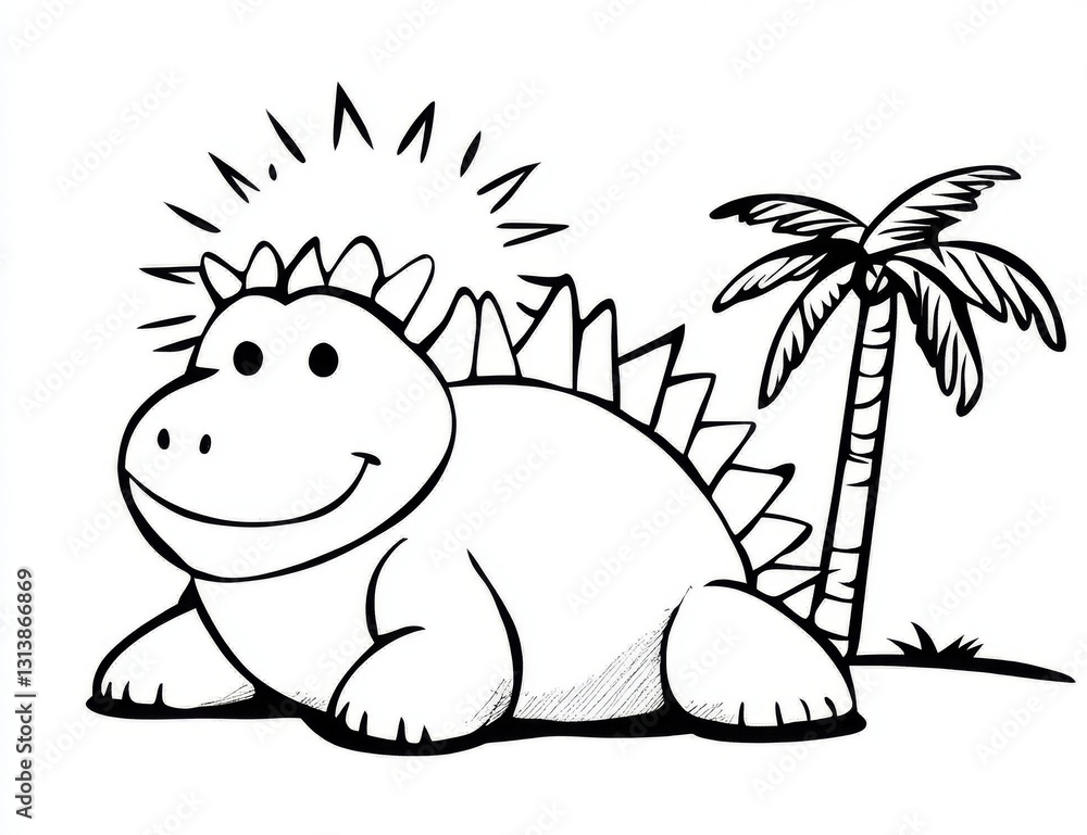an easy and cute dinosaur coloring page for kids. you can print it on ...