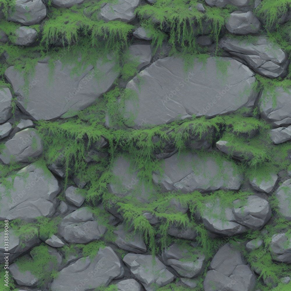 Hand made seamless ground stone and grass game ready medieval fantasy ...