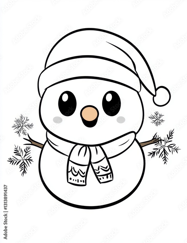 easy snowman coloring page, ready to print on standard 8.5 x 11 inch ...