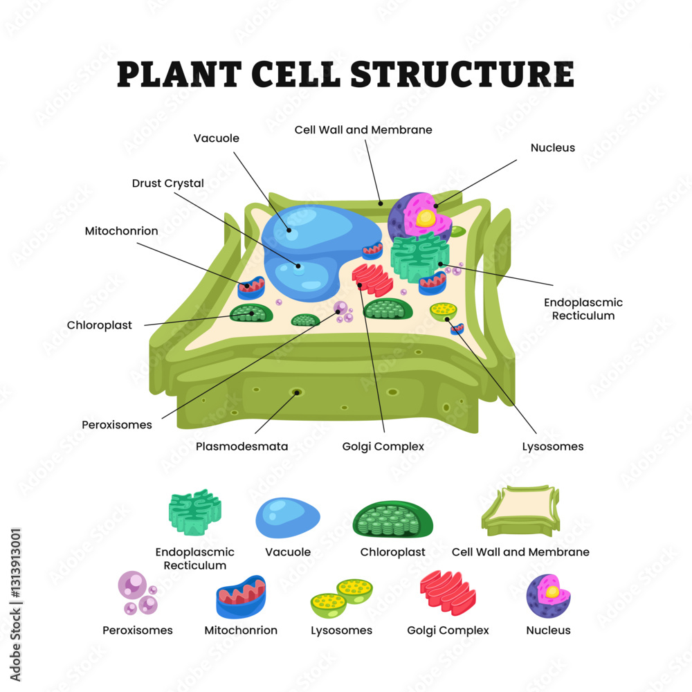 Plant cell structure anatomy fcross section view. Plant cells are ...