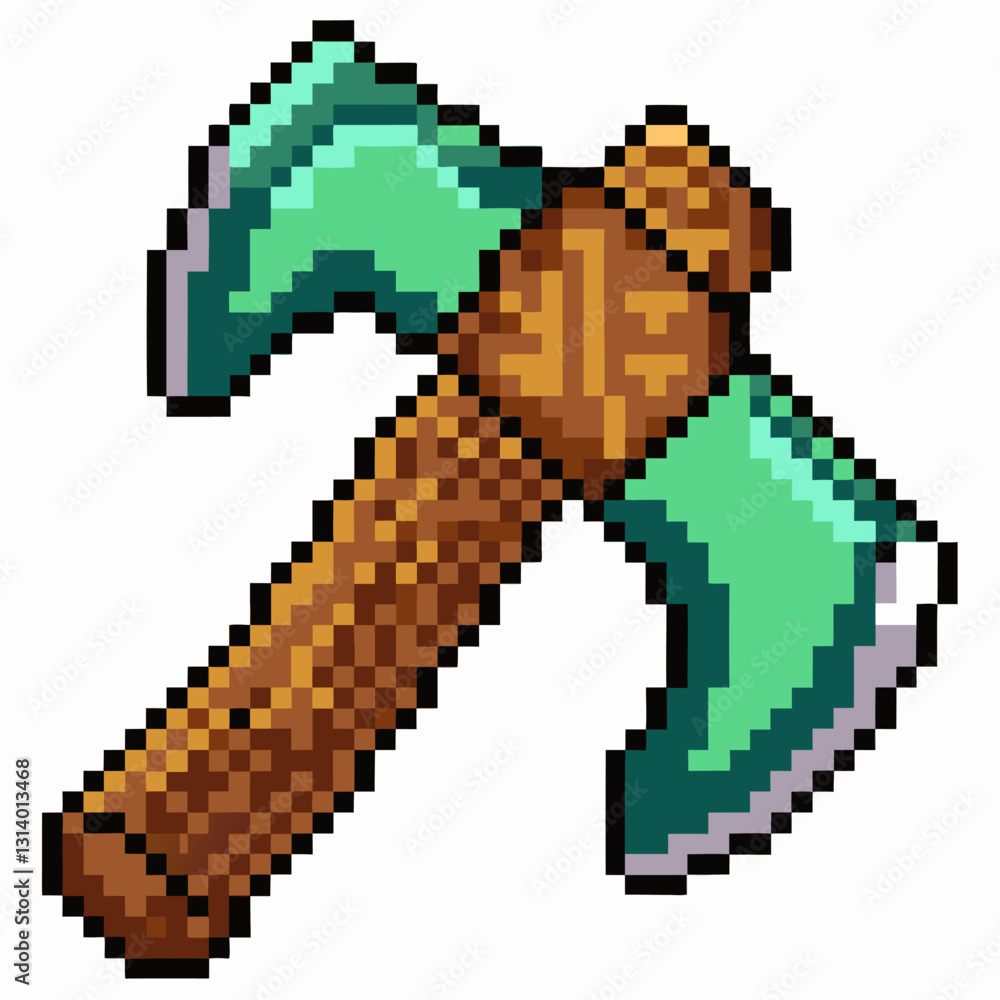 Pixel Art Double Sided Axe Icon Retro Gaming Weapon Illustration Stock ...