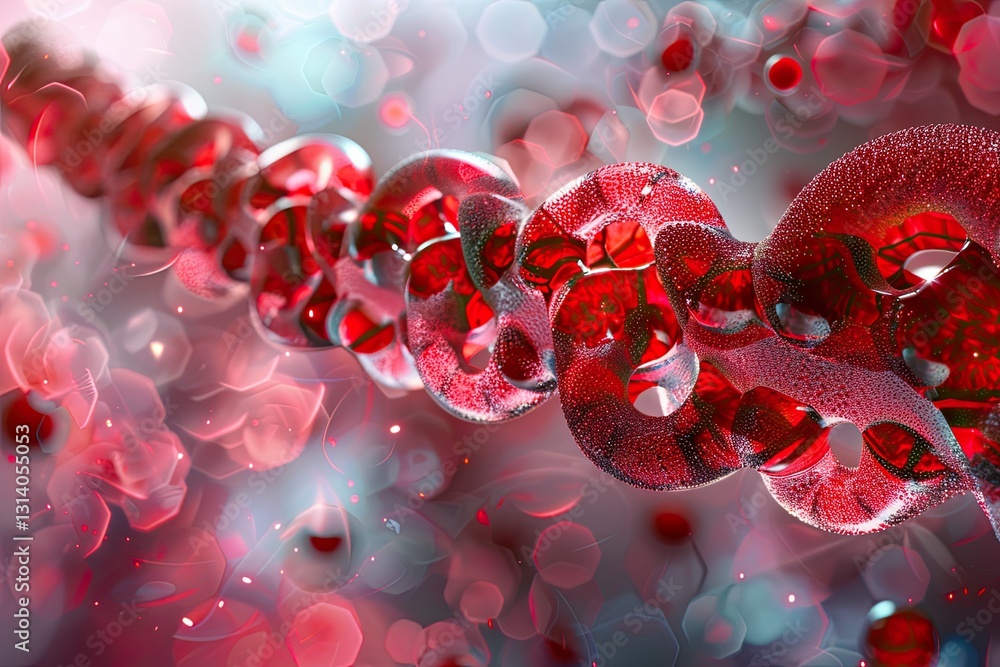 Digital fractal art depicting the intricate structure of hemoglobin in ...