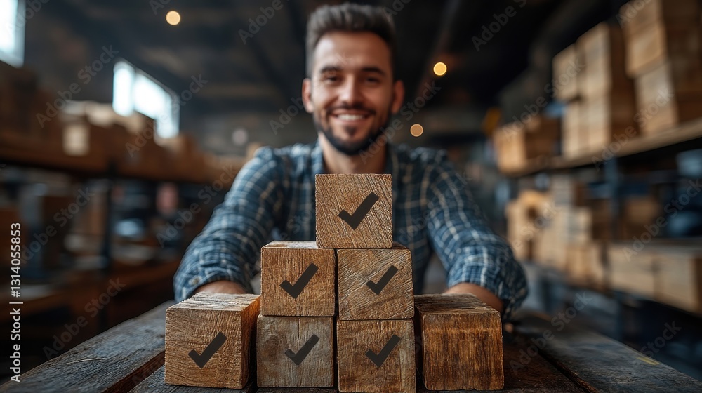 regulatory compliance and business management businessman stacking ...