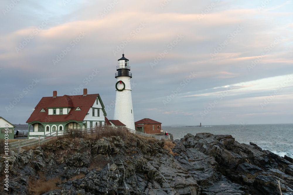 Portland Head Light, Maine’s oldest lighthouse, stands on a rocky ...