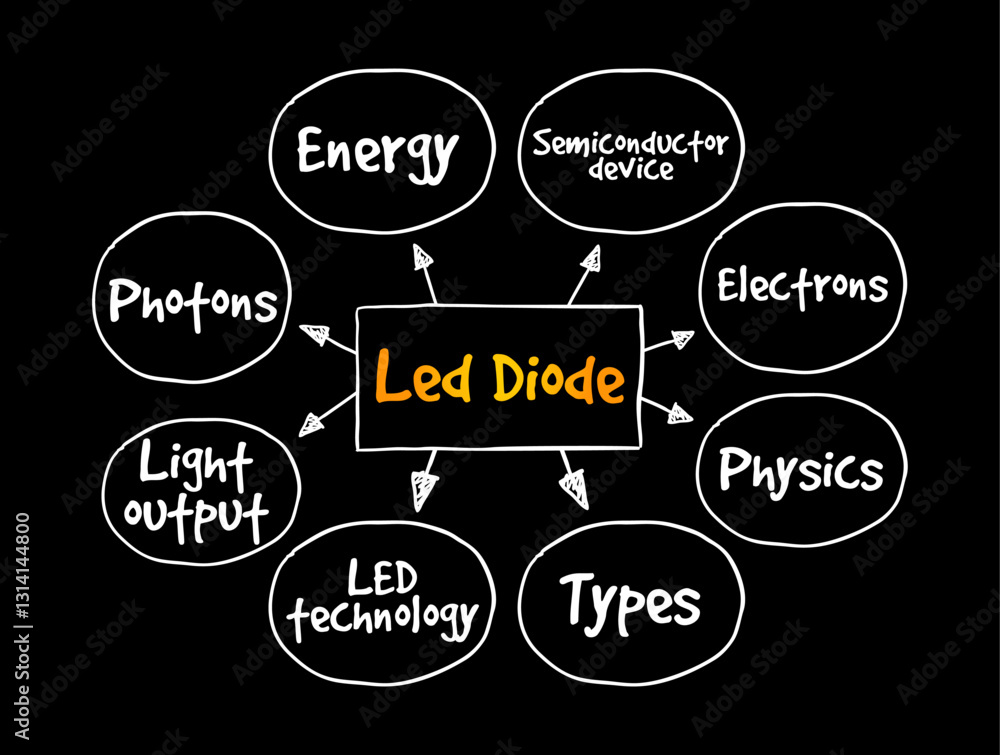 Led Diode - semiconductor light source that emits light when current ...