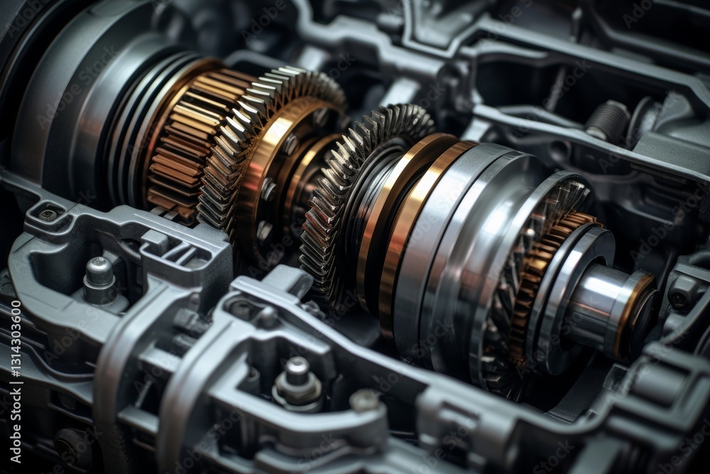 Realistic interior view of an overflowing automotive gearbox showcasing ...