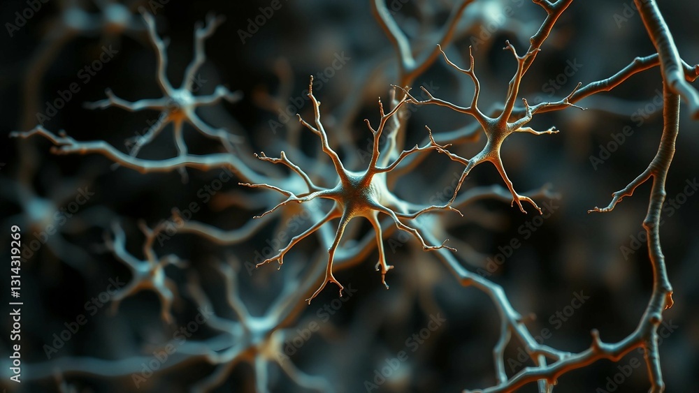 Study of neuron structures illustrating different types and shapes in a ...