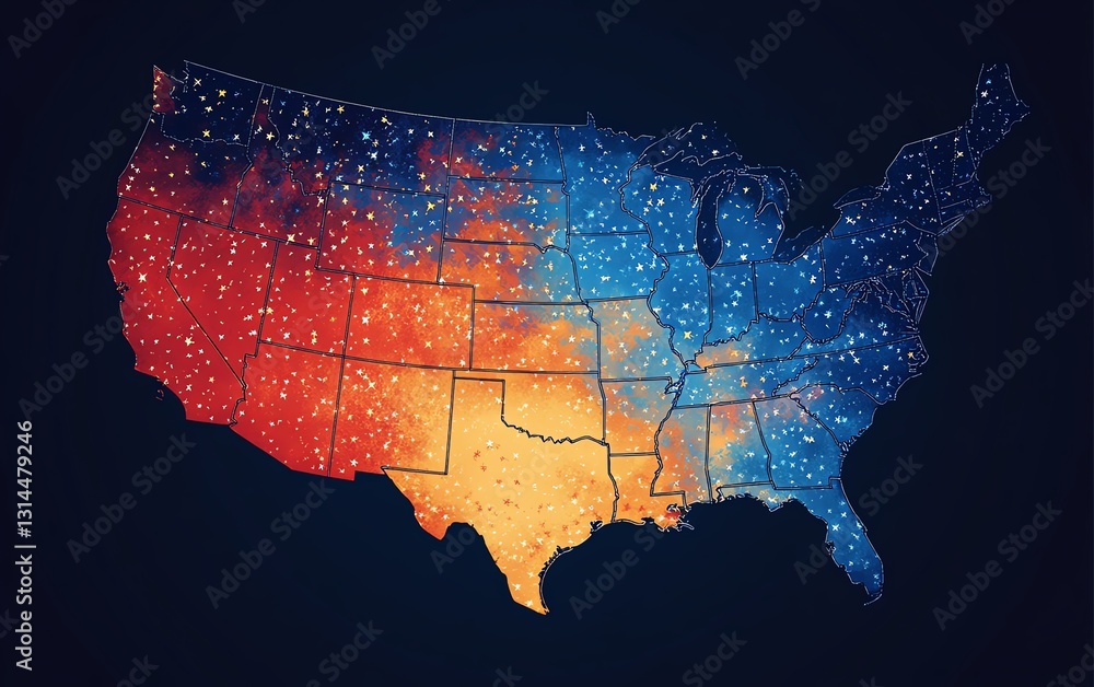 Electoral college map of the United States with statebystate electoral ...