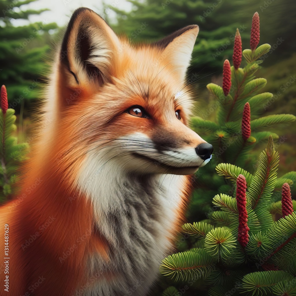 Cedarfox A cunning fox with reddish brown fur matching cedar ton Stock ...