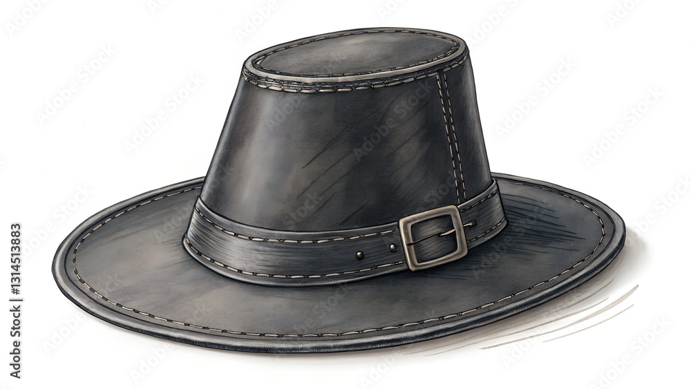 Puritan Hat: a detailed illustration of a traditional puritan hat, it ...