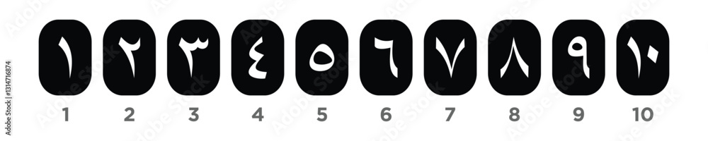 Arabic numerals black and white with number alphabet . eastern arabic ...