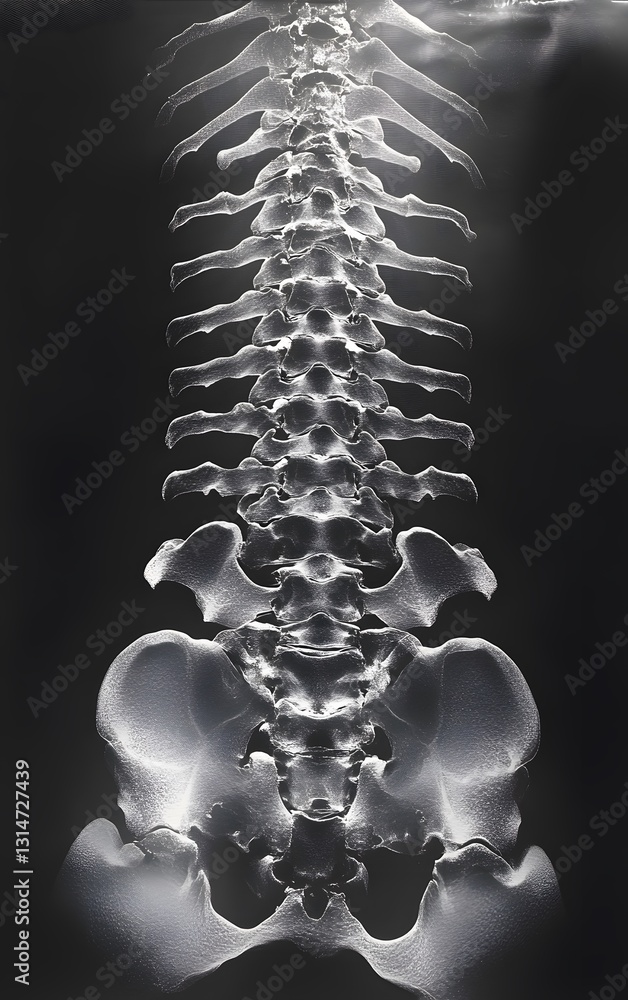87. X-ray of a human spine showing the sacral and lumbar vertebrae ...