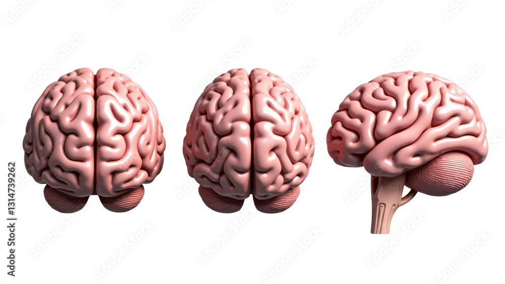 Realistic Human Brain Model from Three Angles: Front, Back, and Side ...