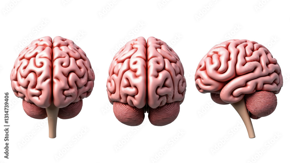 Realistic Human Brain Model from Three Angles: Front, Back, and Side ...