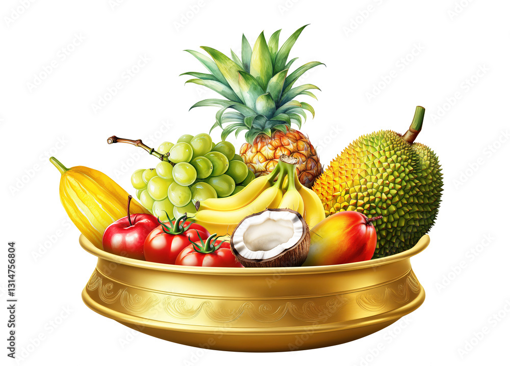 Kerala festival Vishu Vishukkani, with fruits and vegetables on ...