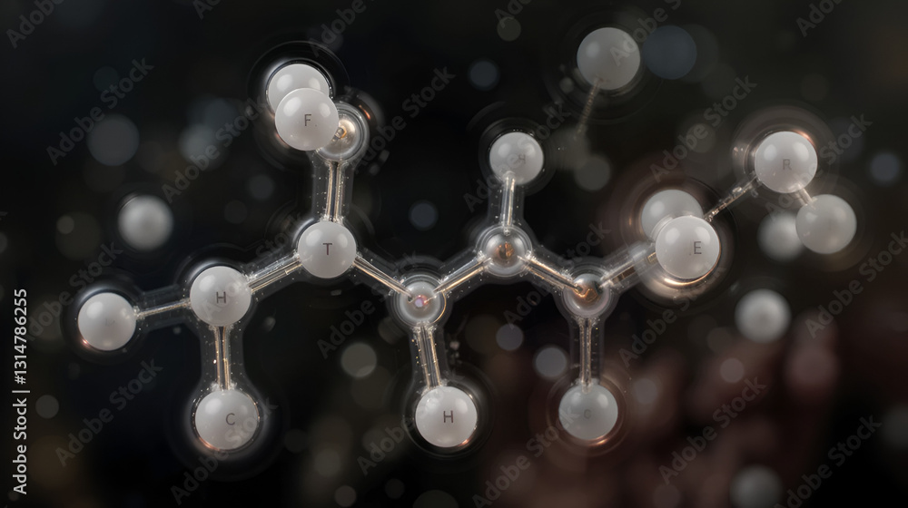 rosmarinic acid molecule, structural chemical formula, ball-and-stick ...