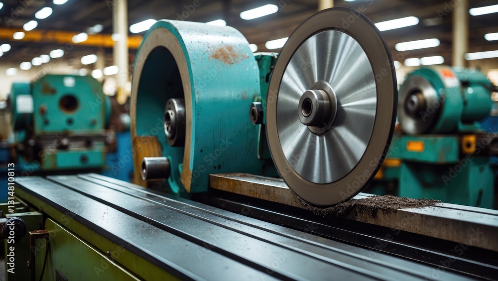 Processing metal using grinding on a flat grinding machine. Stock Photo ...