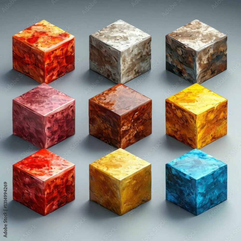 3D cubic shapes with shadows and gradients in a modern vector style ...