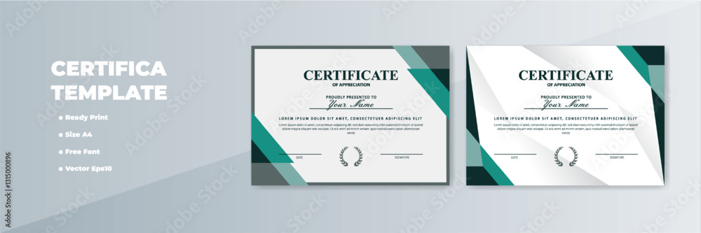 Modern certificate template design, A4 size, geometric background ...