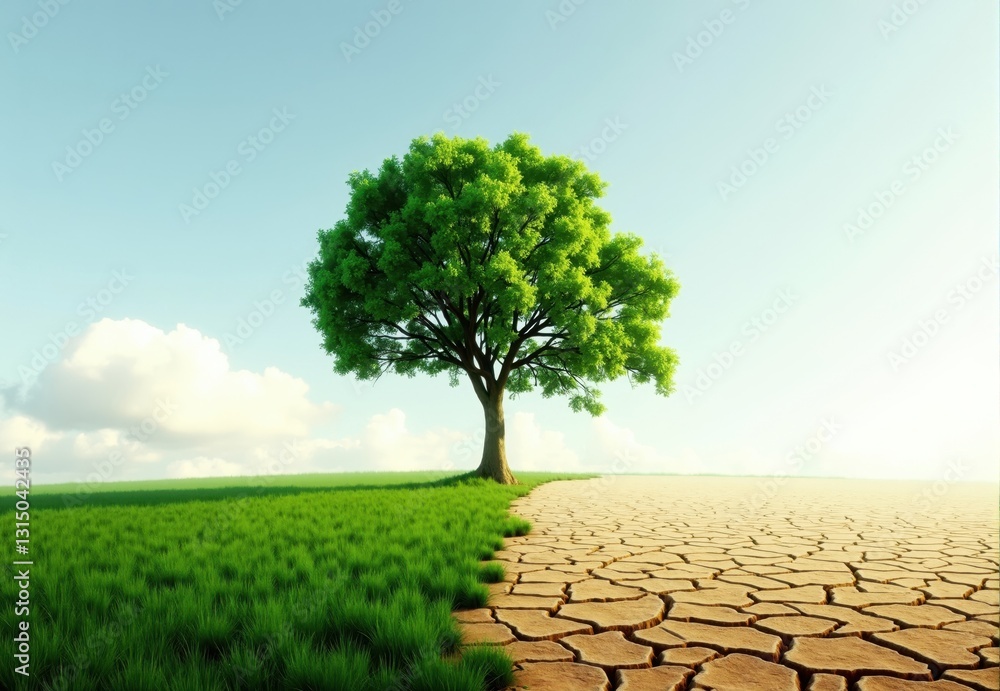 Deciduous Tree at the Boundary of Grassland and Arid Land Stock ...