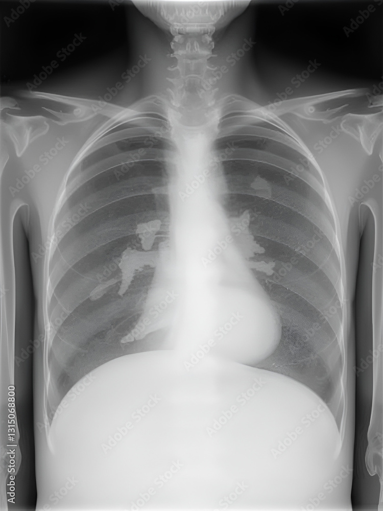 Normal chest X-ray of old patient . You can seen calcification at rib ...
